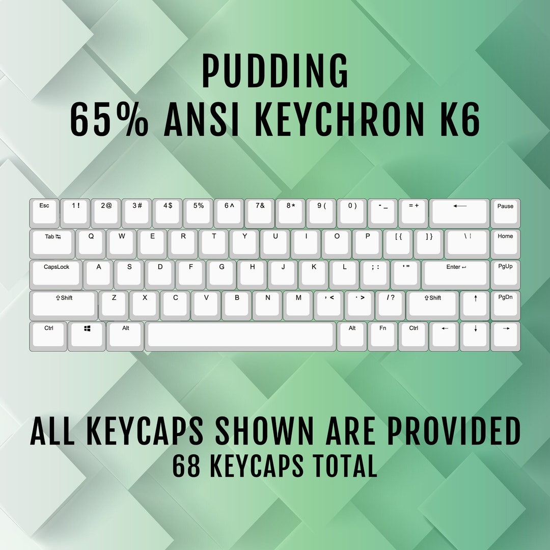 ANSI/ISO - Keychron K6 65% - Double Shot Pudding Pbt Keycaps - Full Set ...