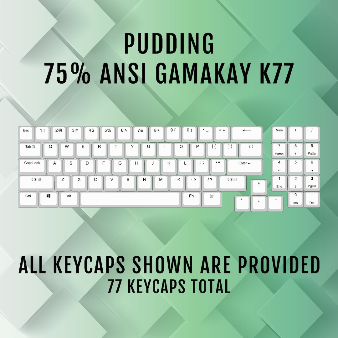 ANSI/ISO - Gammakay K77 75% - Double Shot Pudding Pbt Keycaps - Full Set With Backlighting - Oem ...