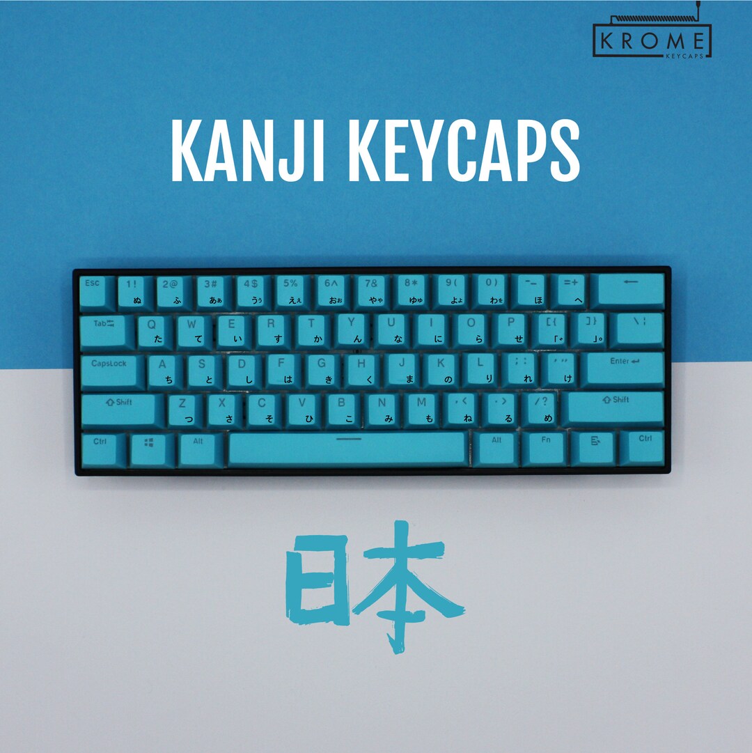 ISO/ANSI - Japanese Kanji PBT Single Colour Keycaps - Blue (sizes for ...