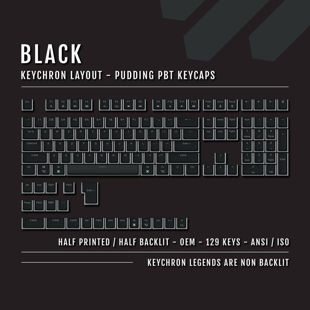 US Black Pudding Keychron Layout Keycaps - 129% Size - Dual Language ...