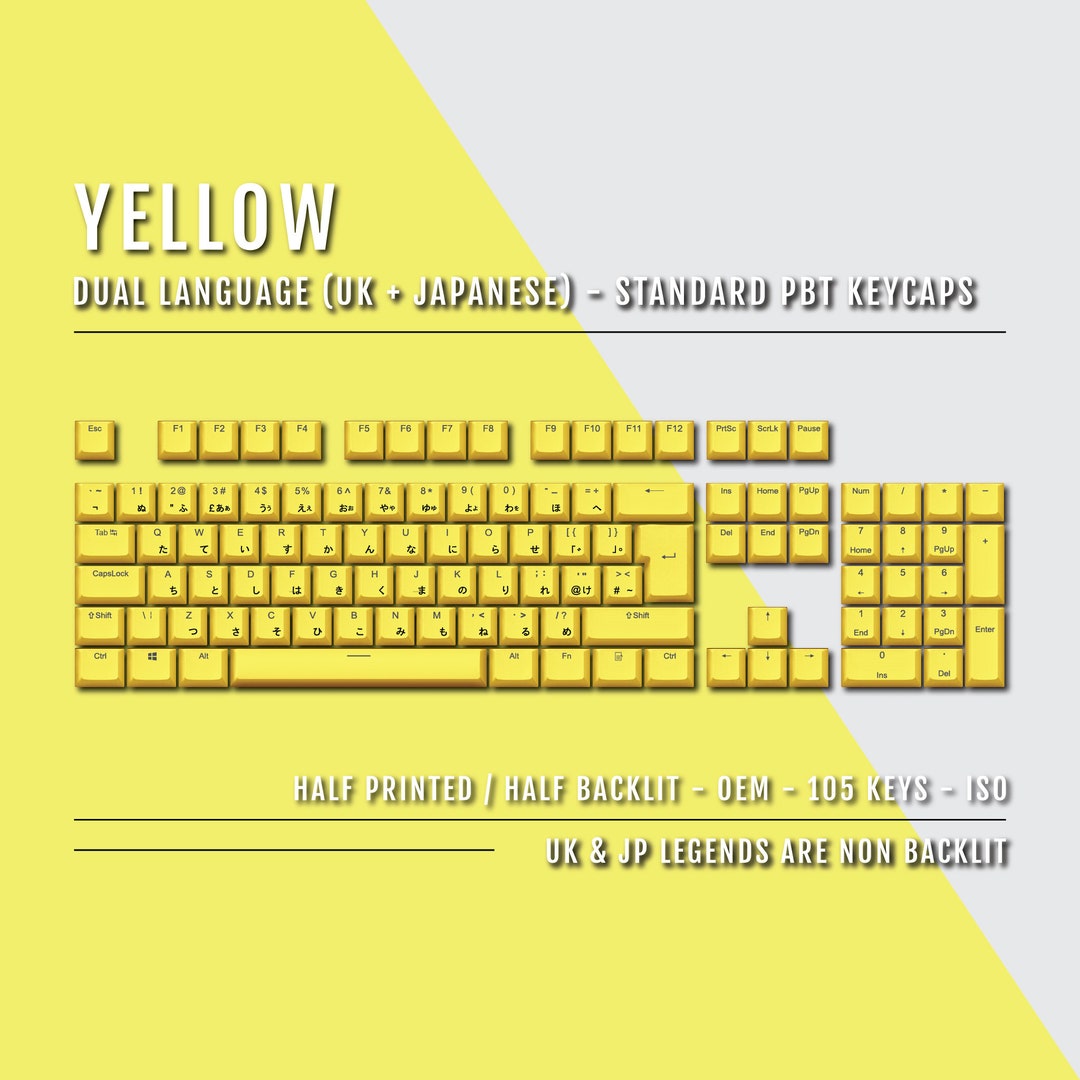 Yellow Japanese Hiragana Keycaps – Dual Language PBT, ANSI/ISO - Etsy