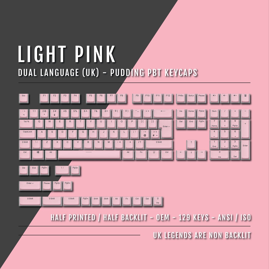 Light Pink UK Pudding Keycaps 129% Size Dual Language - Etsy