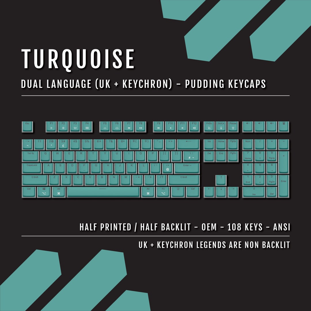 Turquoise Pudding Keycaps – Dual Language, Double Shot PBT, 108 Keys - Etsy