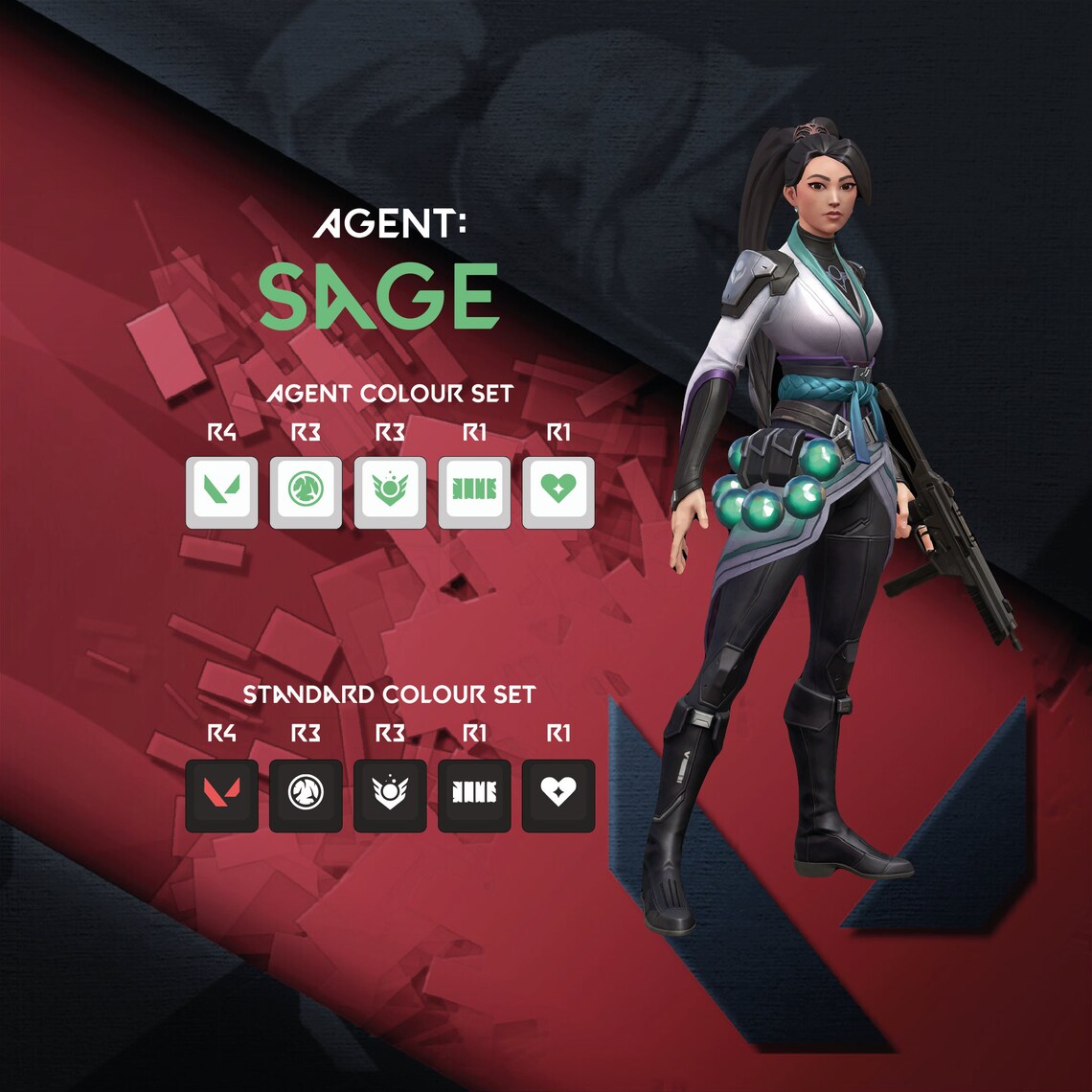 SAGE Valorant Keycaps Agent Abilities OEM Profile Fits - Etsy