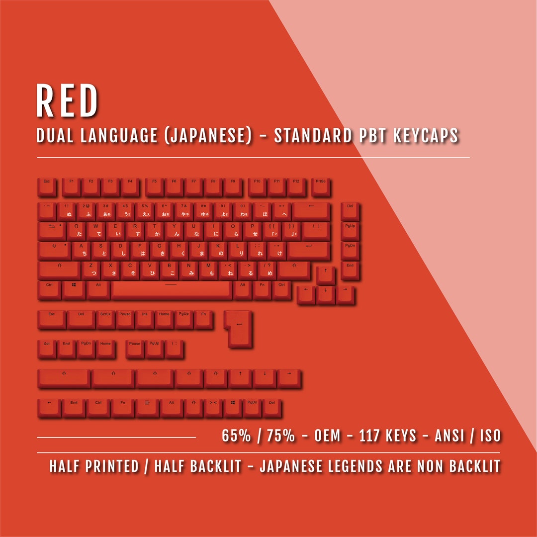 Red Japanese Hiragana Keycaps: Dual Language Double Shot PBT - Etsy
