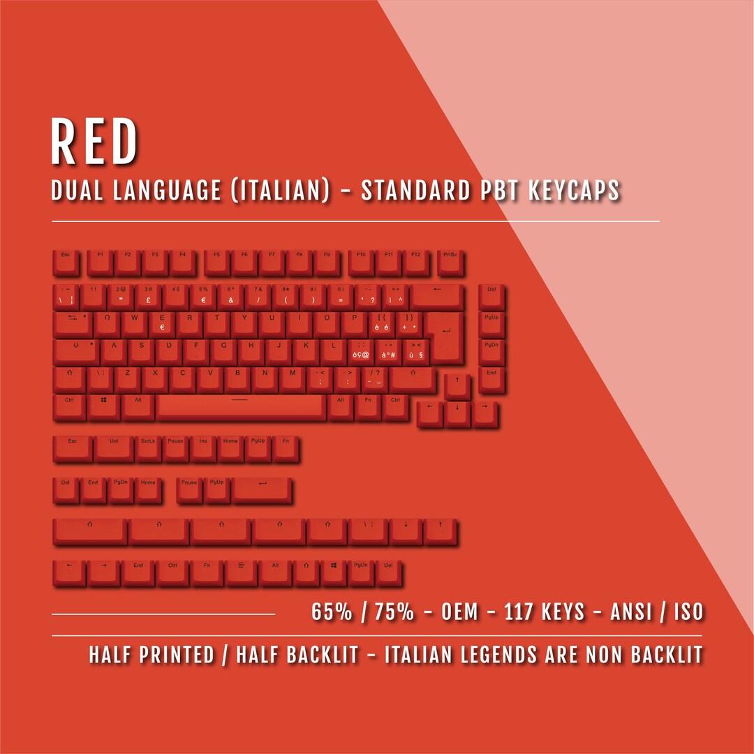 Red Italian Keycaps: Dual Language, Double Shot PBT - 65/75% ISO - Etsy