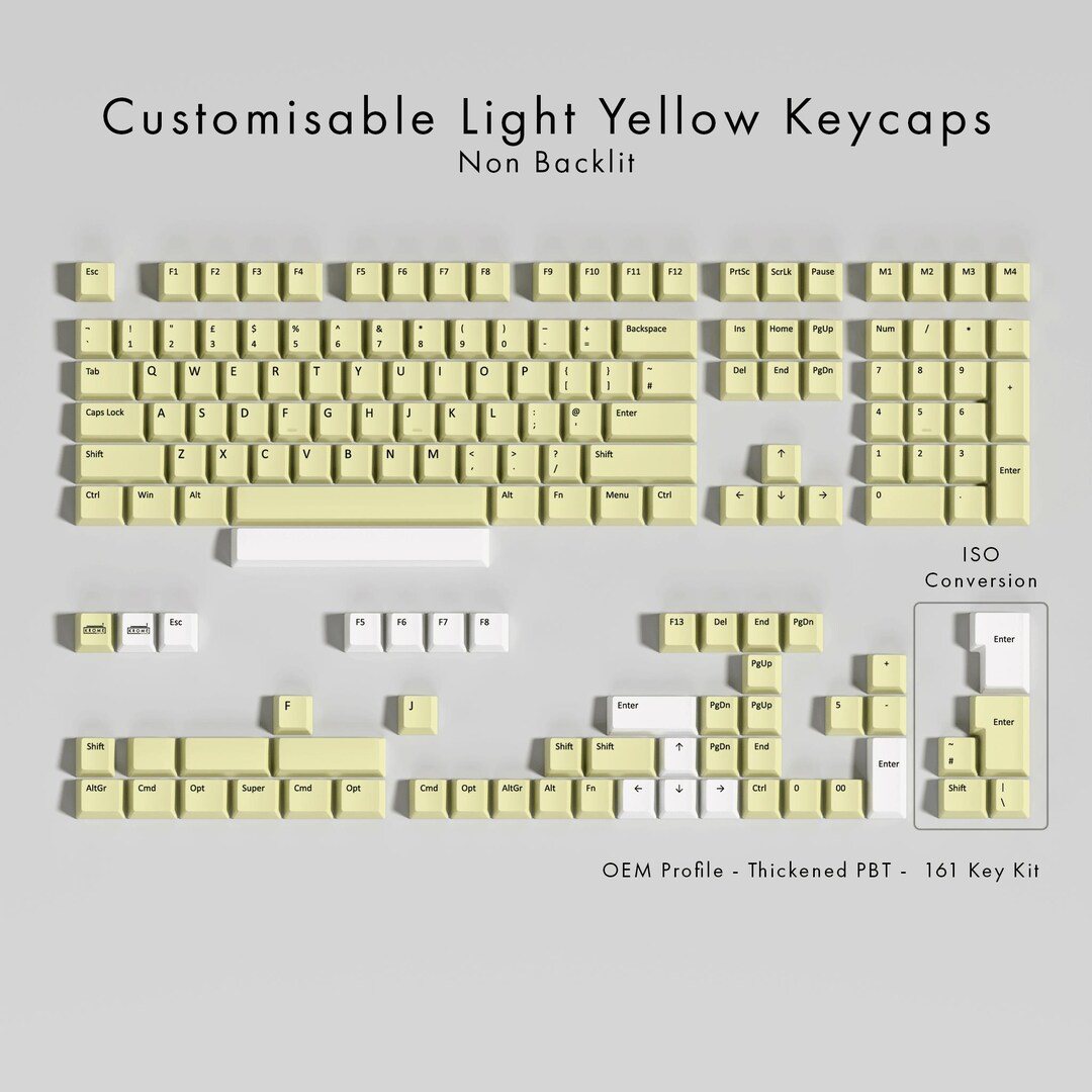 Custom Light Yellow PBT Keycap Set – OEM Profile, Non-backlit - Etsy