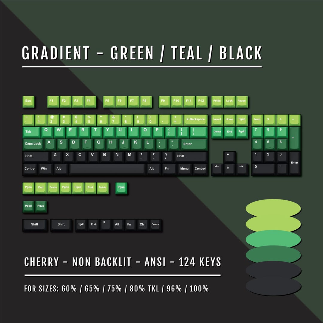 Green Teal Gradient PBT Keycaps: ANSI, Cherry Profile - Etsy