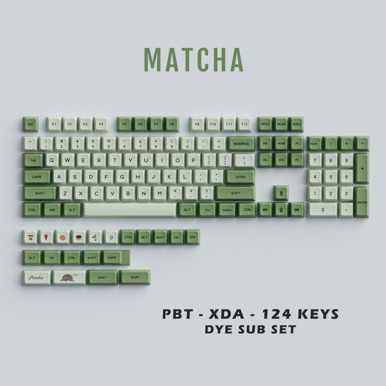 Matcha 124 Keycaps XDA Profile Dye Sublimation Keycaps - Etsy UK