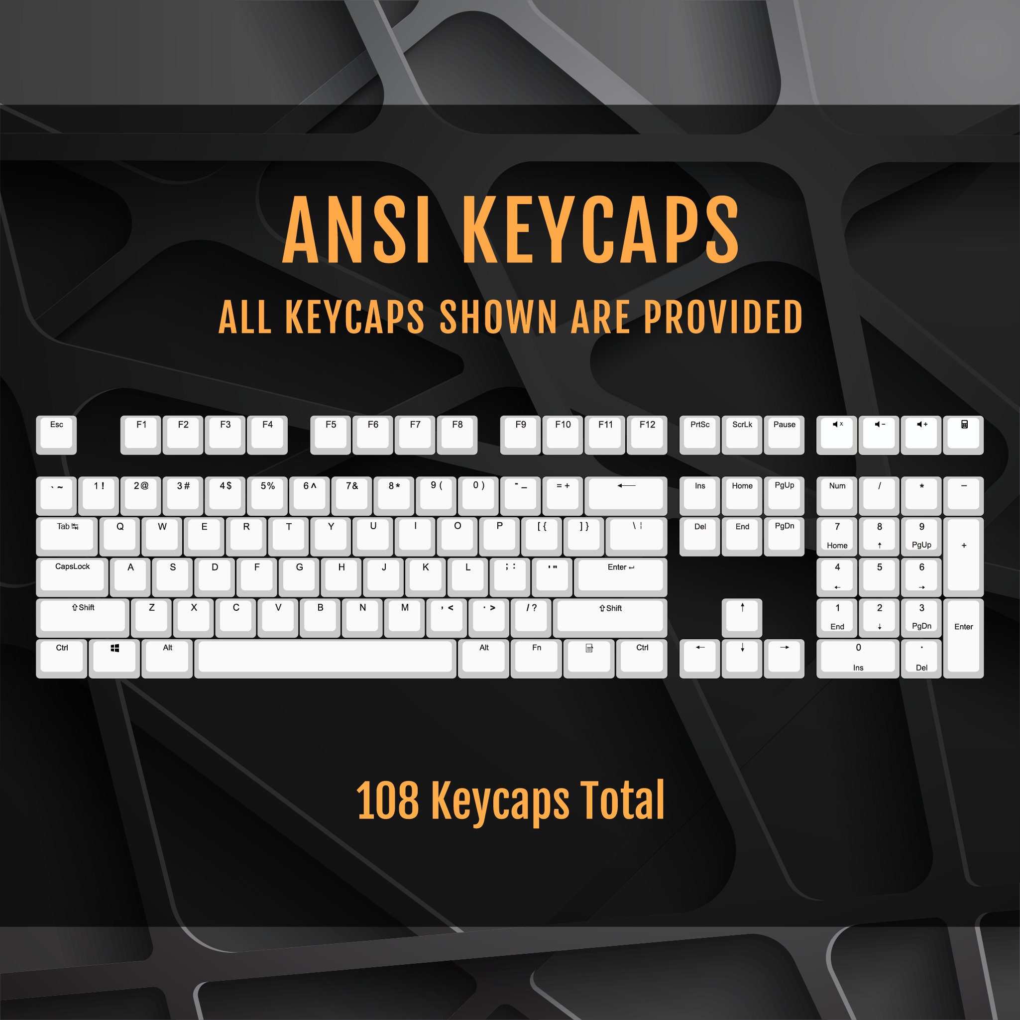 ANSI Grey Pudding Double Shot PBT Keycaps Full Set With - Etsy