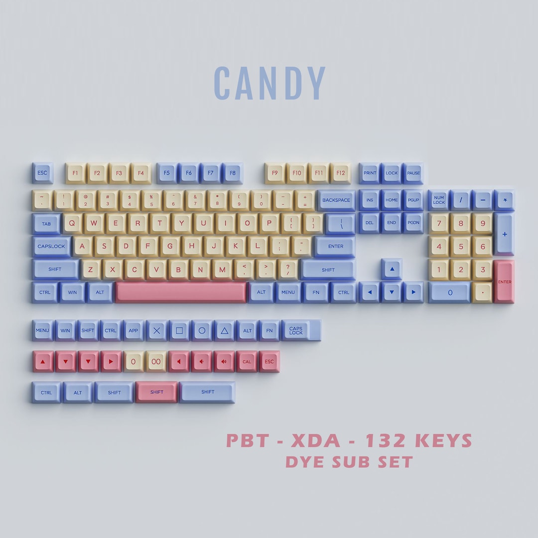 Candy 132 Keycaps XDA Profile Dye Sublimation Keycaps Custom Keycaps ...