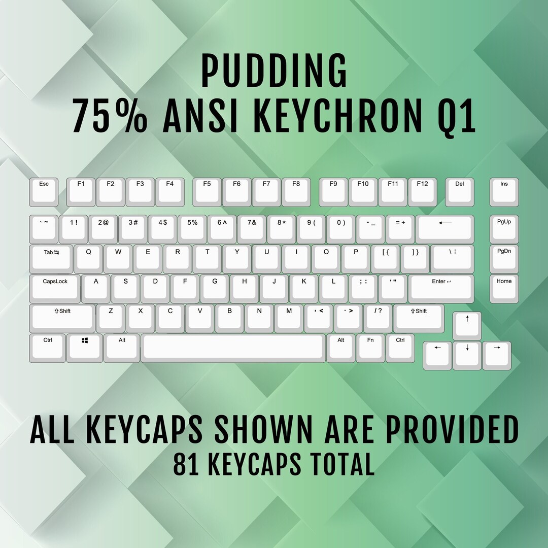 ANSI/ISO - Keychron Q1 75% - Double Shot Pudding Pbt Keycaps - Full Set ...