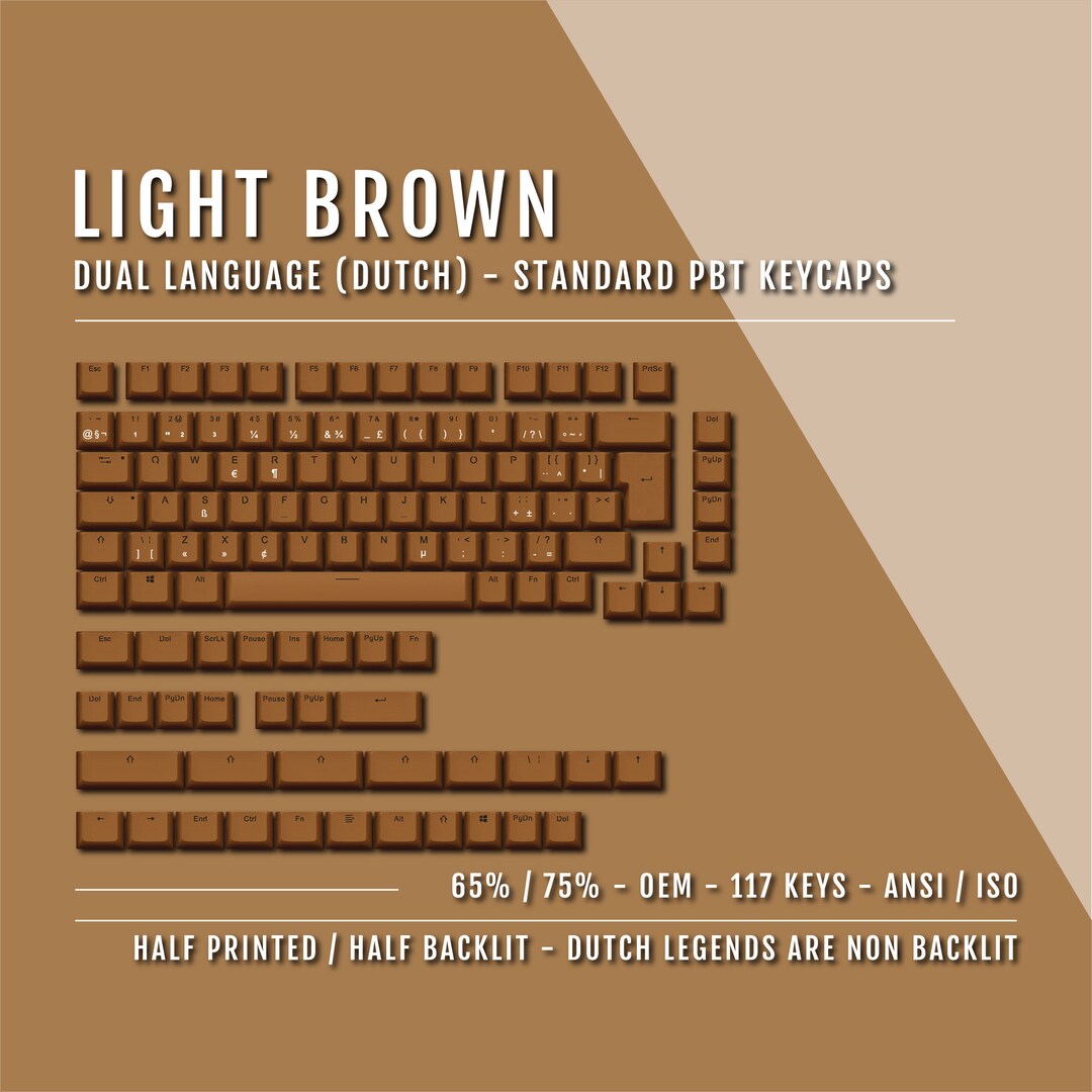 Light Brown Dutch Keycaps: Dual Language PBT, 117 Keys - Etsy