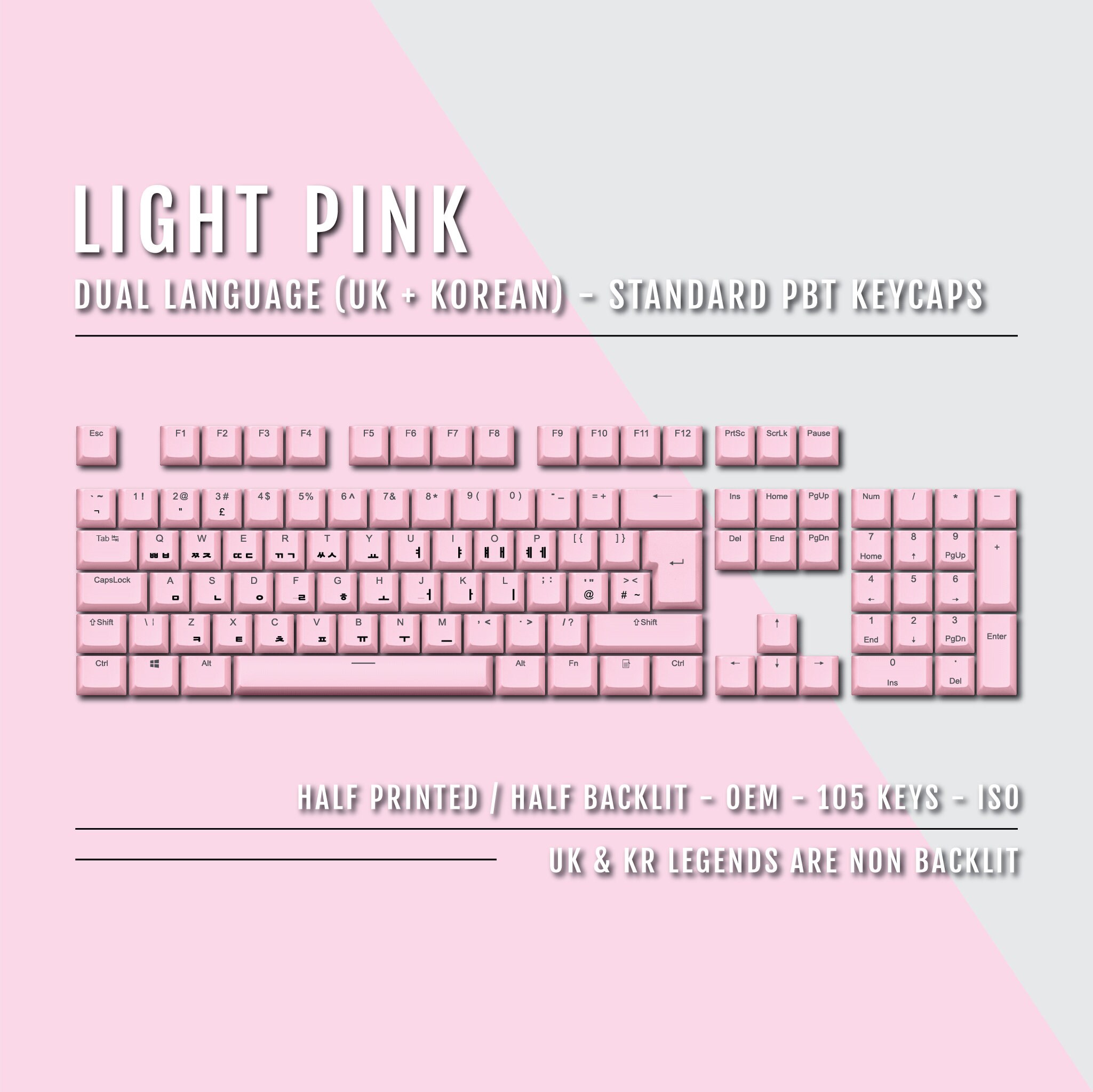 Light Pink Korean Hangul Keycaps: Double Shot PBT, ANSI/ISO - Etsy
