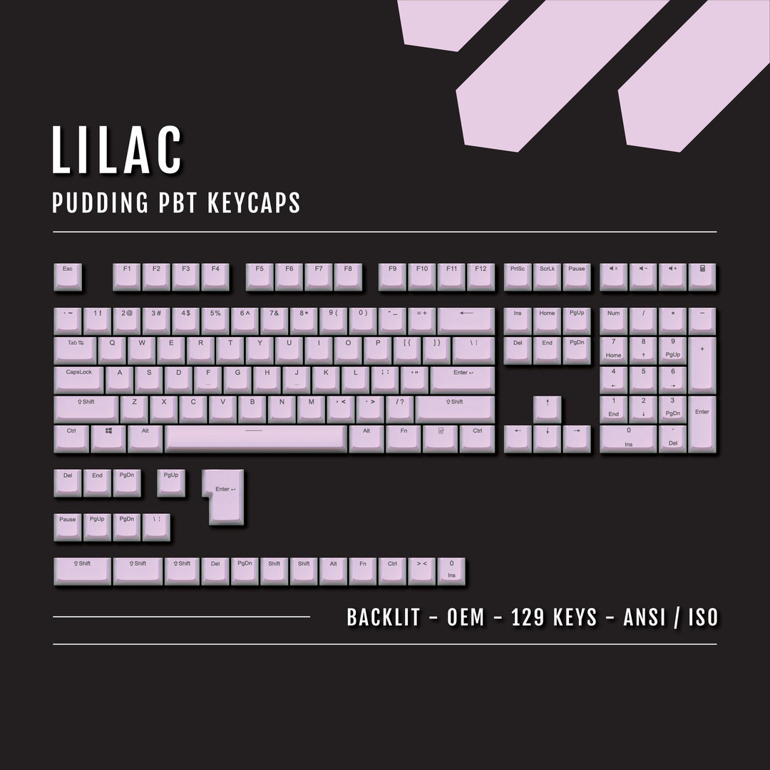 Lilac USA Pudding Keycaps - 129% Size - Backlit Keycaps - Double Shot ...