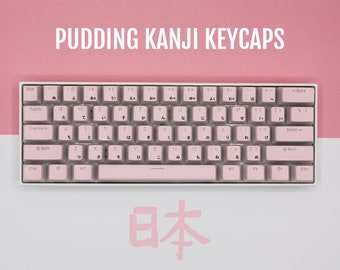 ANSI Japanese Kanji PBT Pudding Keycaps Grey sizes for 104, 80 TKL and ...