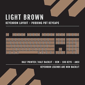 US Light Brown Pudding Keychron Layout Keycaps - 100% Size - Dual ...