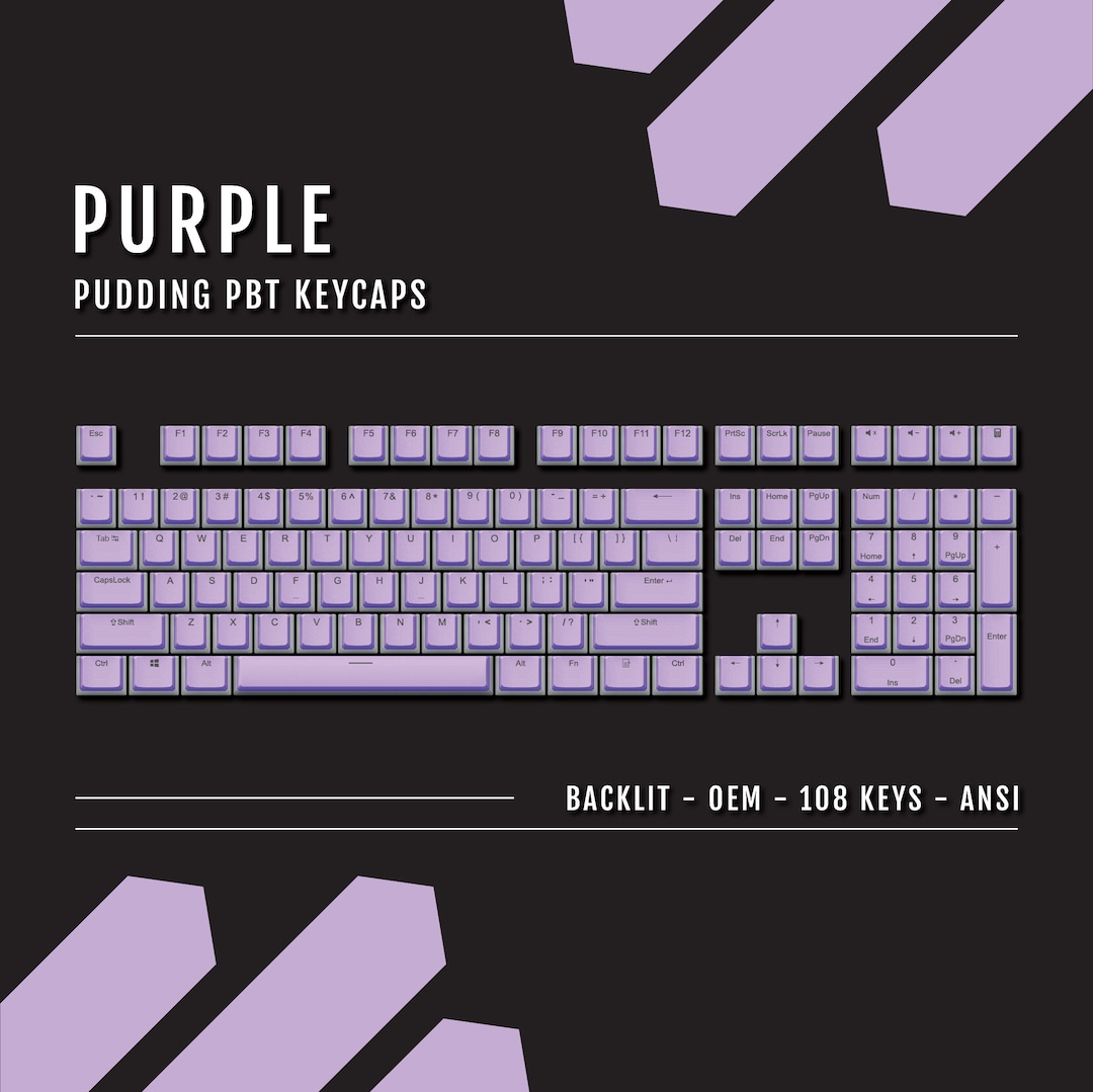 Purple USA Pudding Keycaps - 100% Size - Backlit Keycaps - Double Shot ...