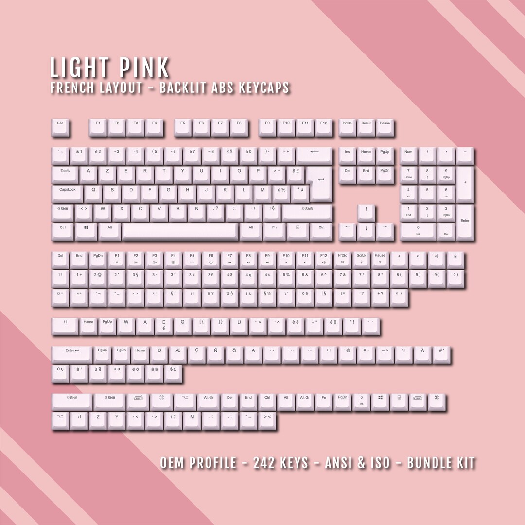 Light Pink Backlit Keycaps: French AZERTY ISO-FR Layout - Etsy Australia