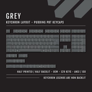 US Grey Pudding Keychron Layout Keycaps 129% Size Dual Language Keycaps ...