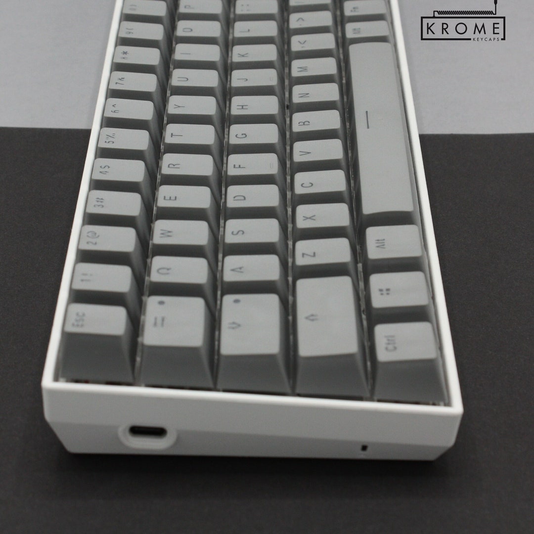 ISO/ANSI - 65/75% Sets - Grey Double Shot PBT Keycaps - Full Set With ...