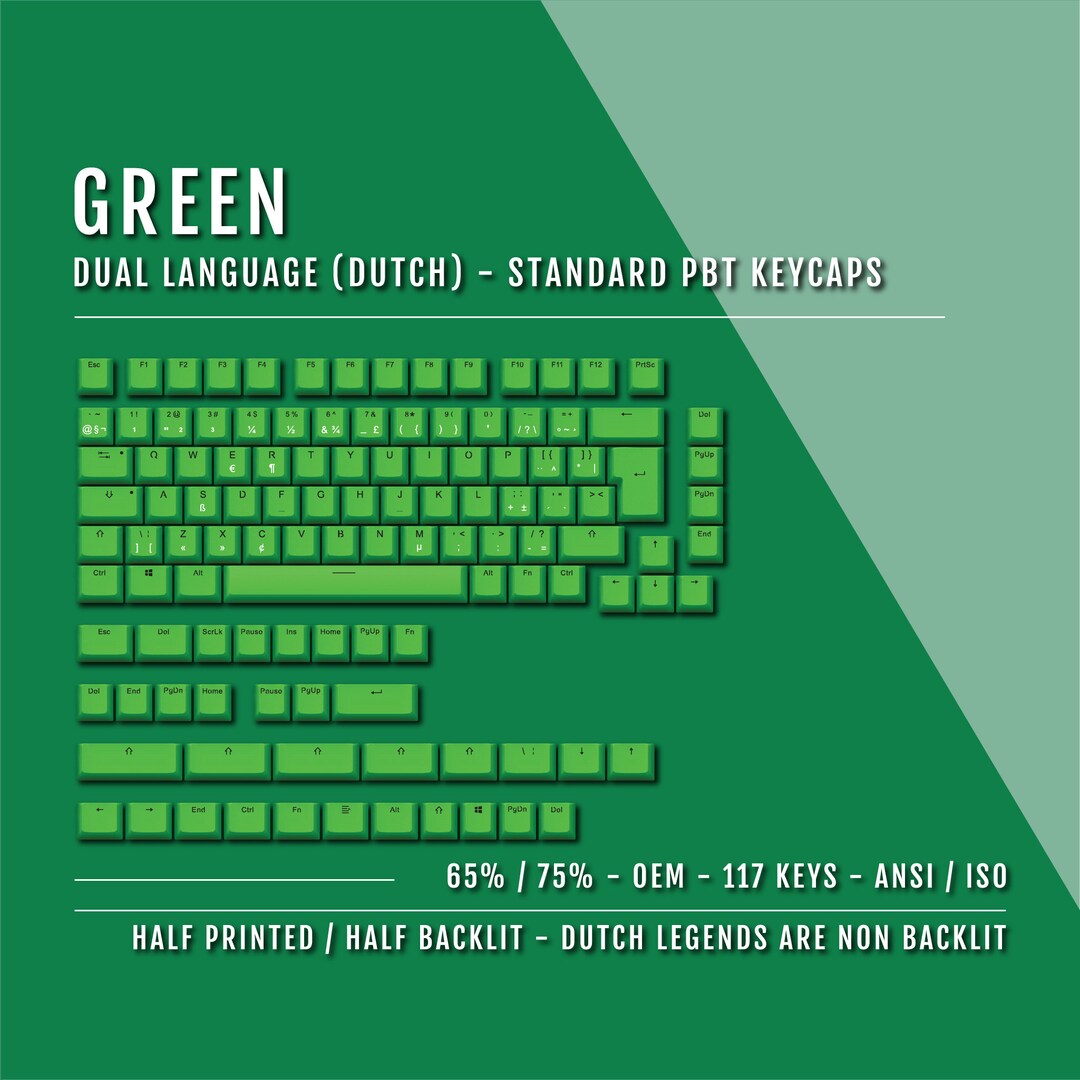 Green Dutch Keycaps - ISO-NL - 65/75% Sizes - Dual Language Keycaps ...