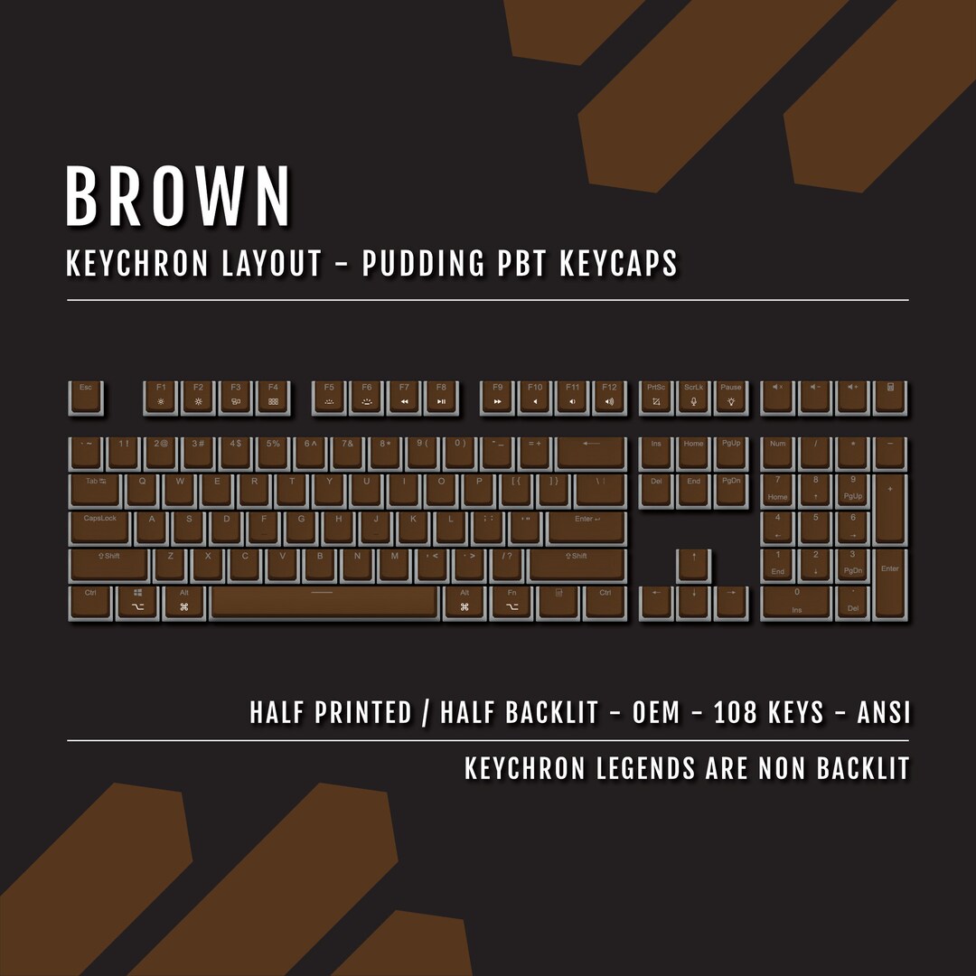 US Brown Pudding Keychron Layout Keycaps - 100% Size - Dual Language ...