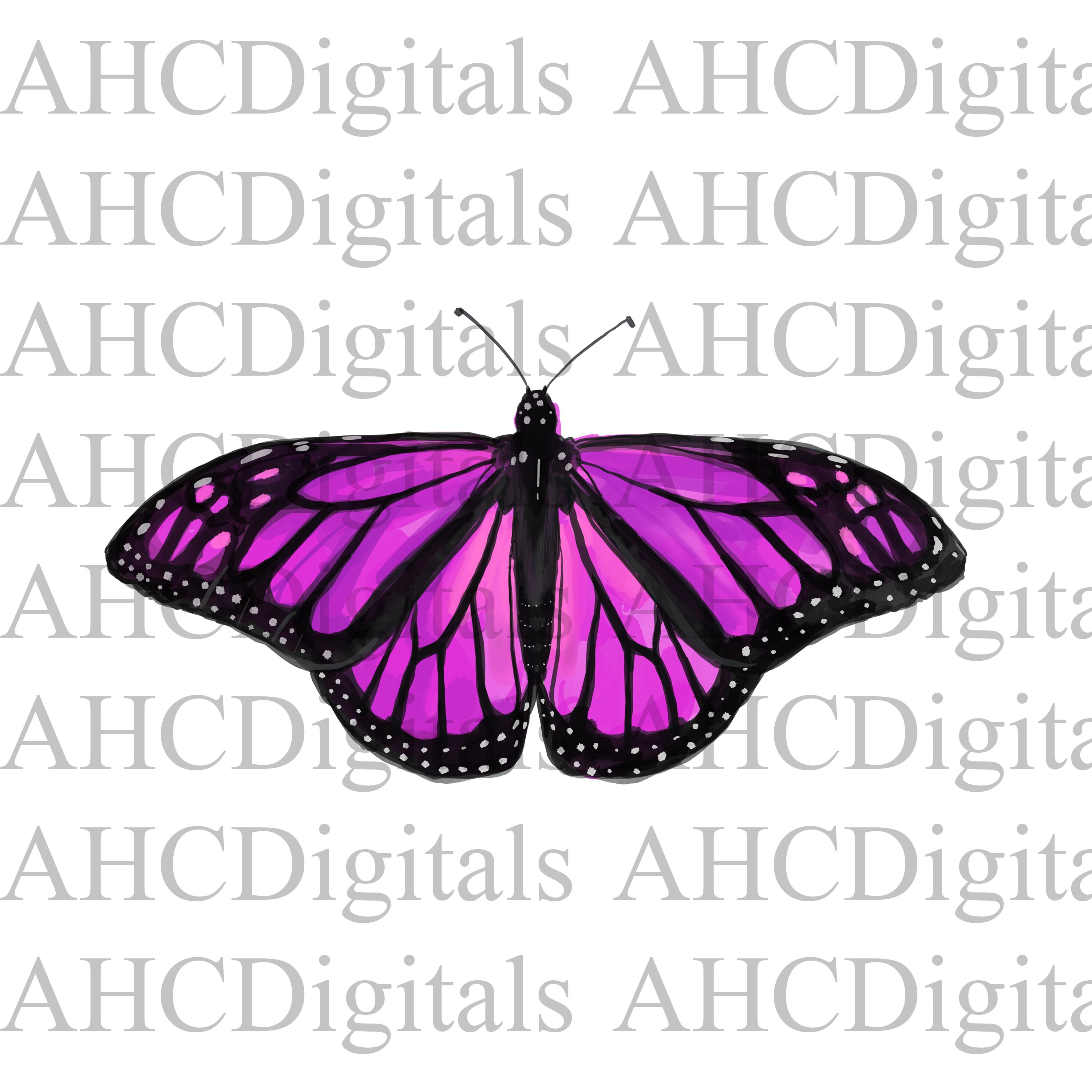 Butterfly Sublimation Image, Watercolor Purple Butterfly Image, Monarch ...