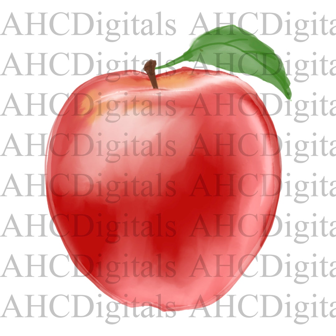 Apple Sublimation Image, Watercolor Apple Image, Back to School Clipart ...