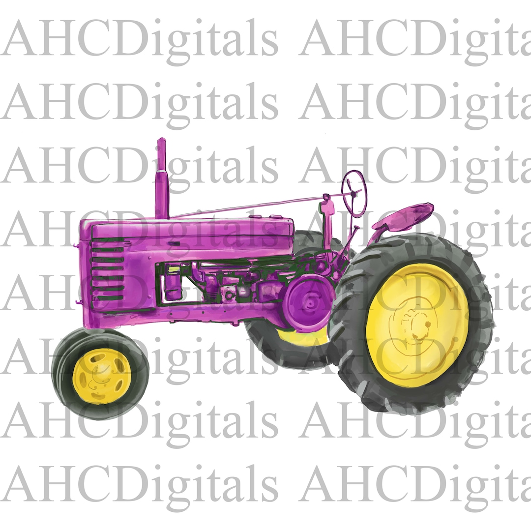 Purple Antique Tractor Watercolor Sublimation Image, Farm Animal ...