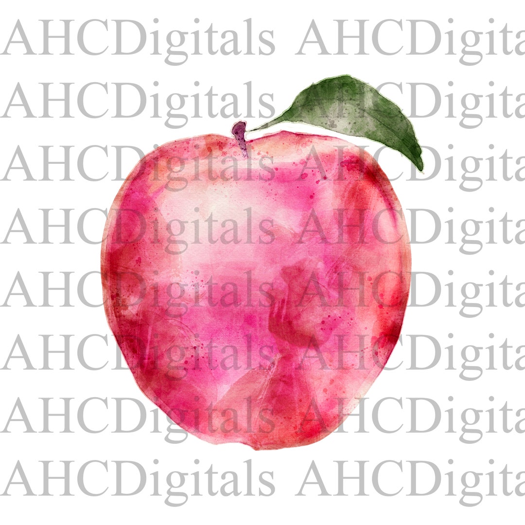 Apple Sublimation Image, Watercolor Apple Image, Back to School Clipart ...