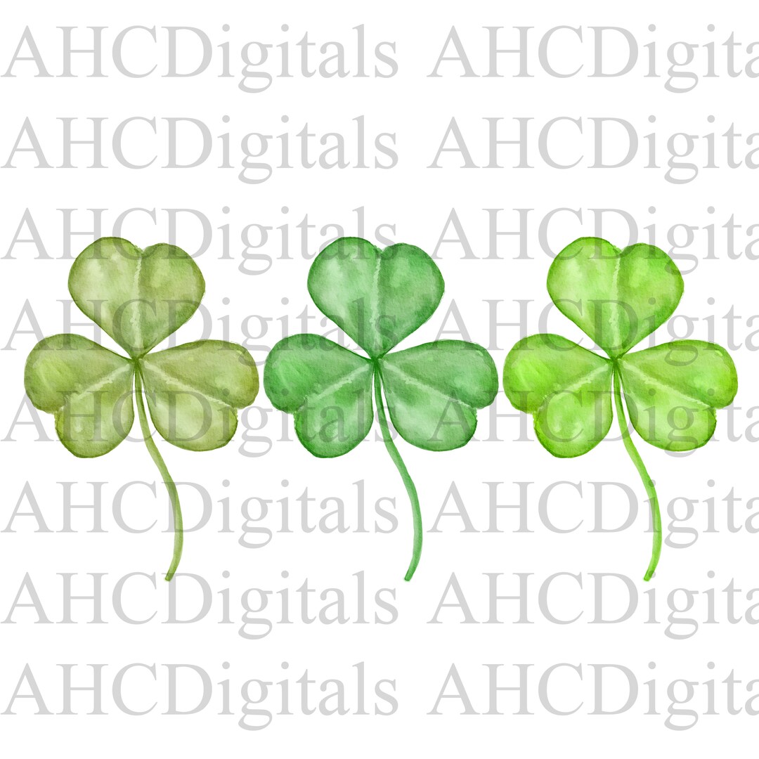 Shamrock Sublimation Image, Multicolor Watercolor Clover Four Leaf, St ...