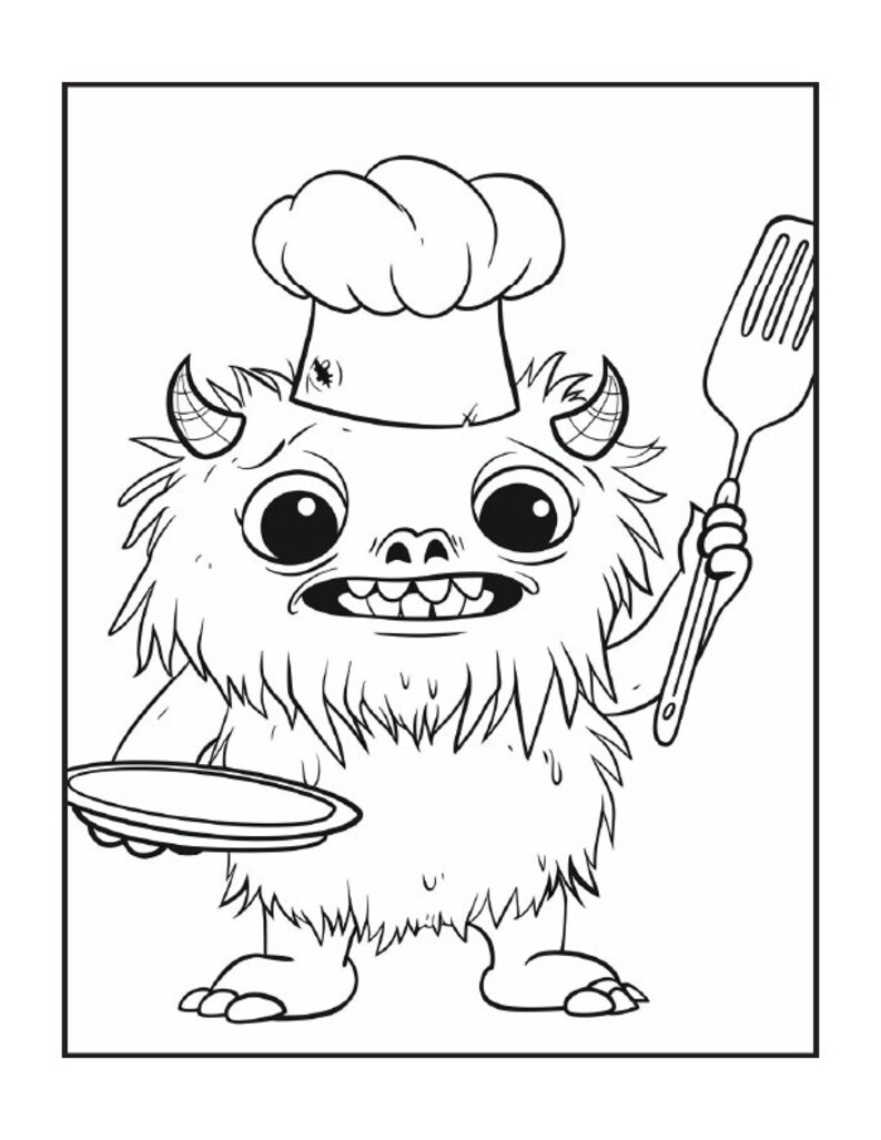 Kids Adorable Monster Coloring Pages. 200 Pages Depicting Various Jobs ...