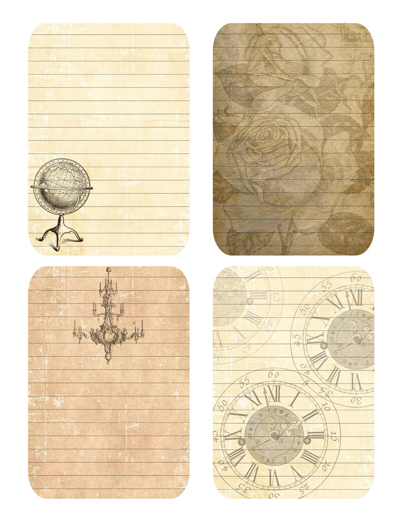 Antique Journal Writing Cards Digital Download - Etsy