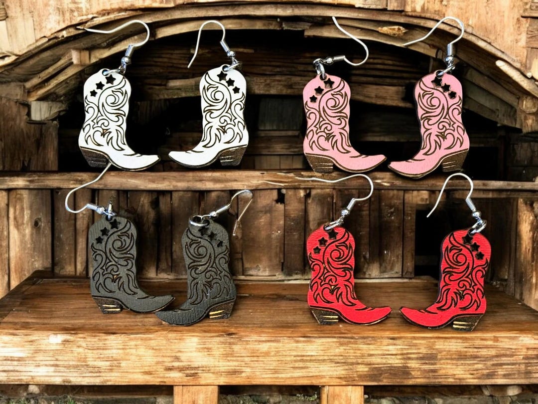Cowgirl Boot Earrings Western Earrings Handmade Earrings Western Boot Earrings Country Western ...