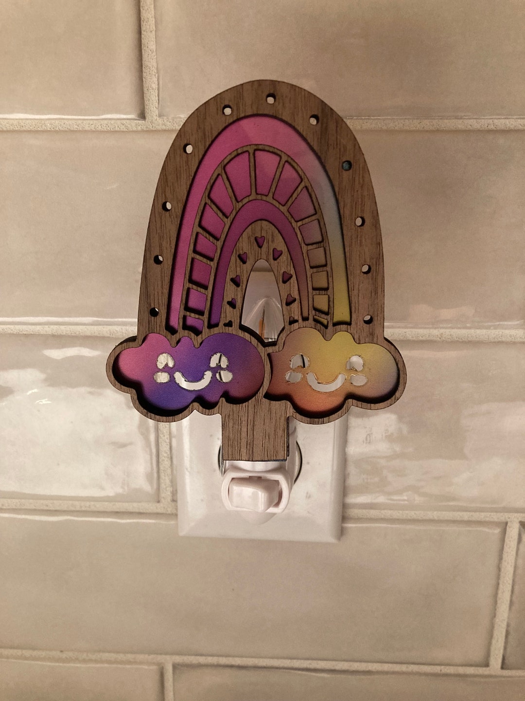 Rainbow Nightlight Hand Crafted Nightlight Kid Nightlight Wood ...