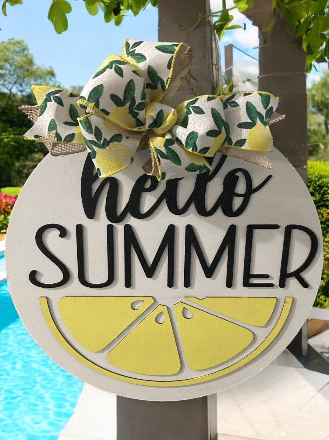 Hello Summer Doorhanger Hello Summer Wood Sign Laser Cut 3D Sign ...