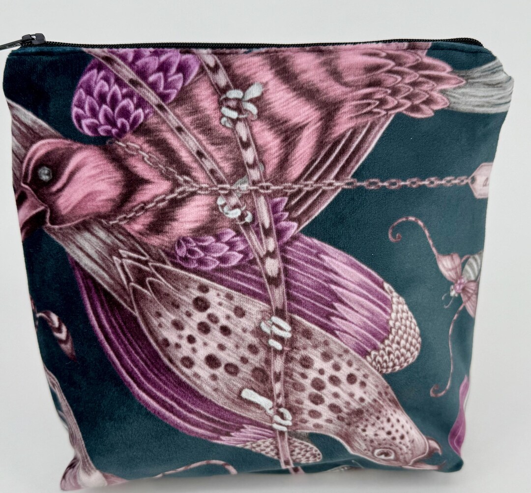 Handmade Emma Shipley Velvet Fully Lined Zip Purse in Black and Pink ...