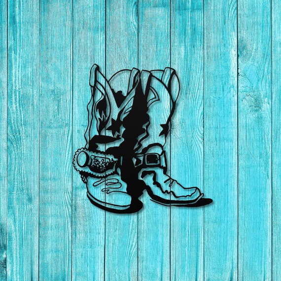 Cowboy Boots Cowboy Boots Metal Wall Art Cowboy Metal Sign | Etsy