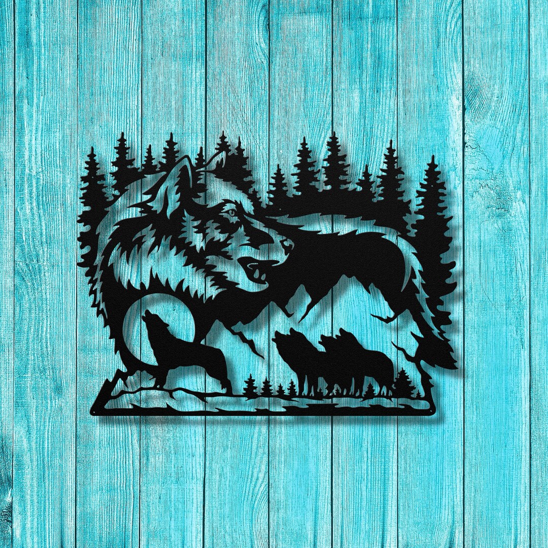 Wolf, Wildlife, Metal Wolf Art, Tree Mountain Decoration, Nature Wall ...