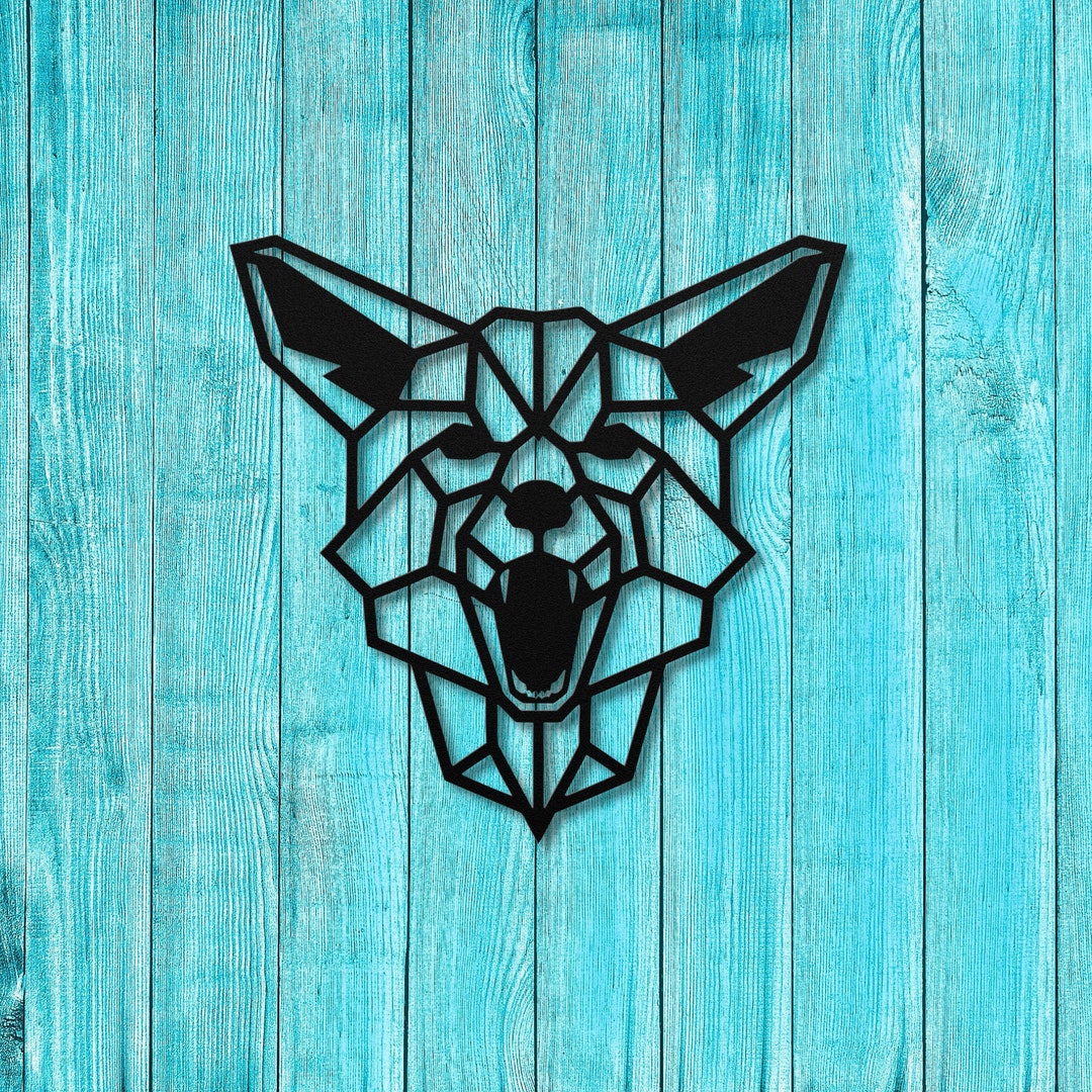 Coyote Metal Sign, Geometric Coyote Head, Coyote Metal Wall Art, Metal ...