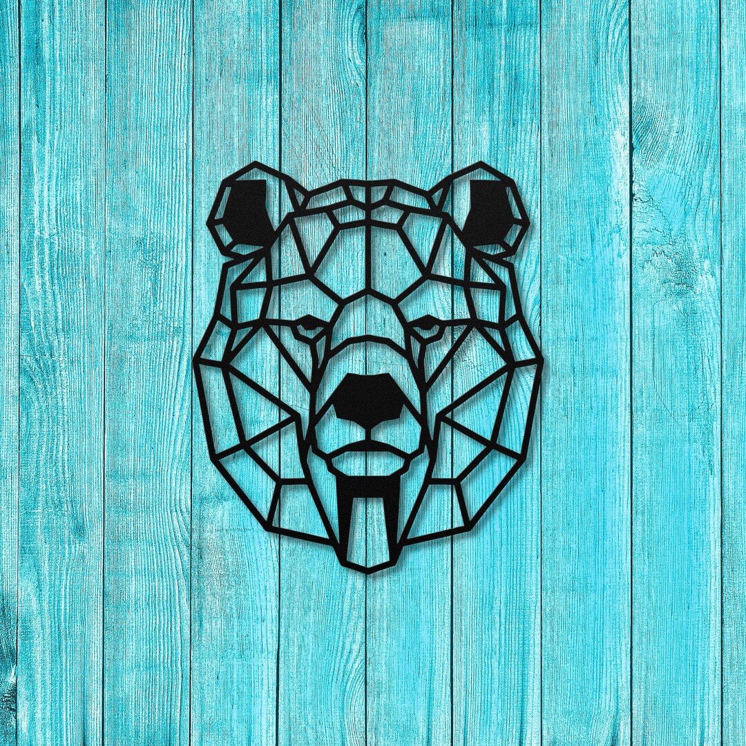 Bear Metal Sign Geometric Bear Head Bear Metal Wall Art - Etsy