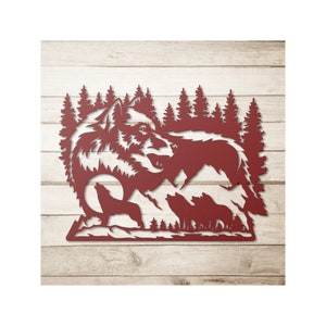 Wolf, Wildlife, Metal Wolf Art, Tree Mountain Decoration, Nature Wall ...