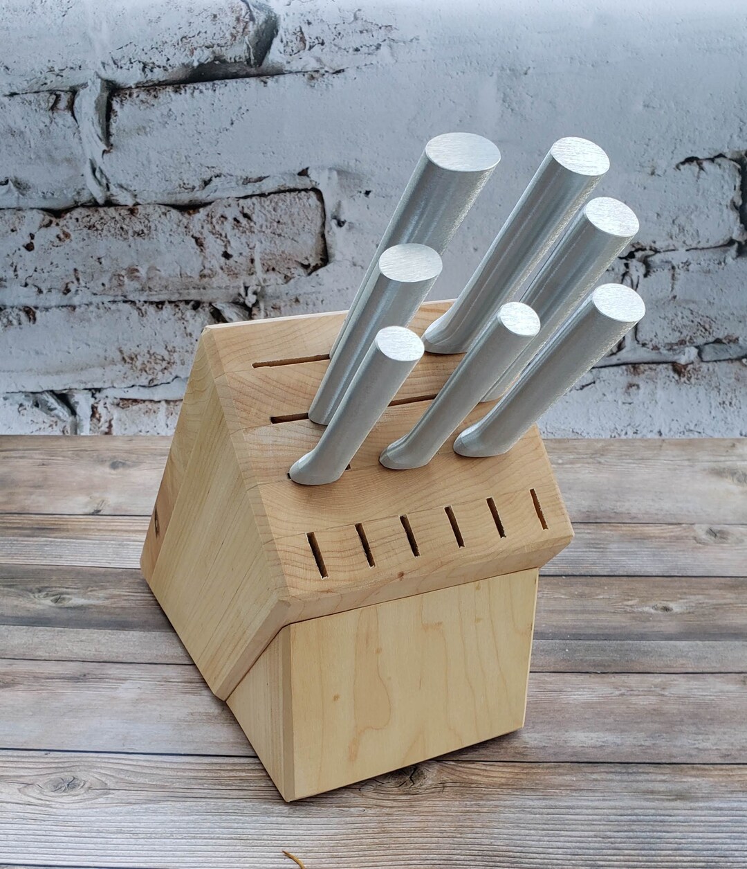 Handmade Hard Maple Knife Block Set With Rada Cutlery Knives - Etsy