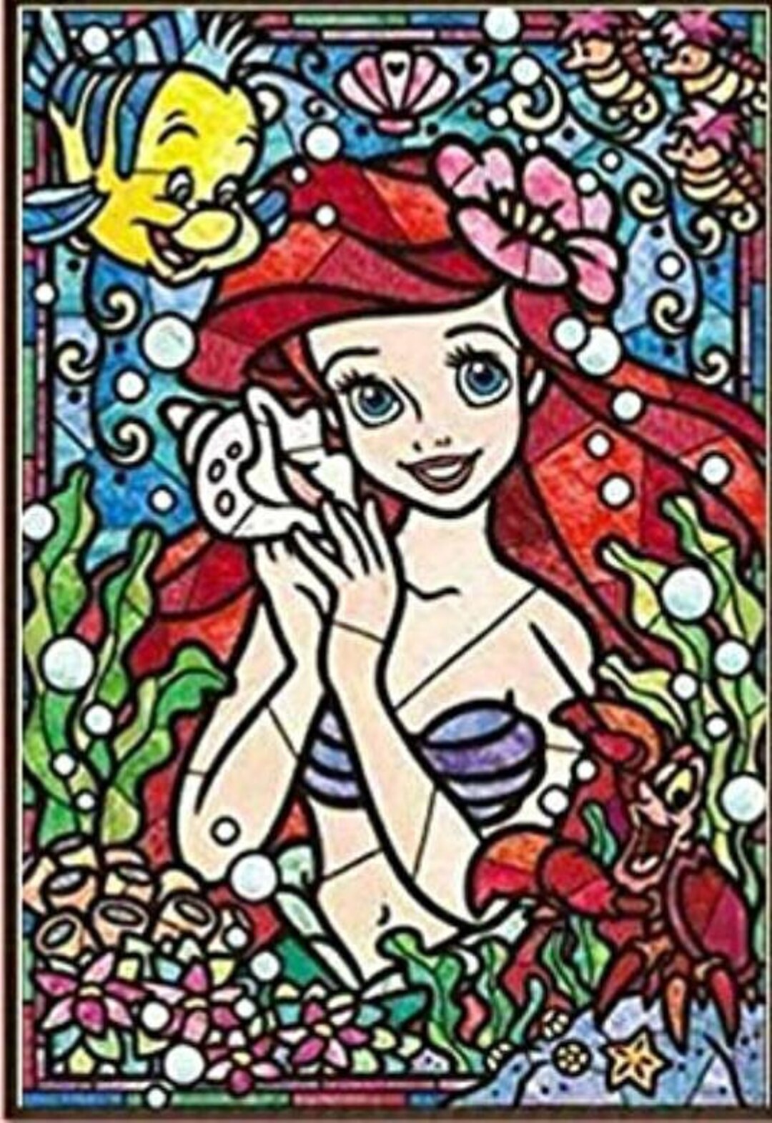 Princess Mermaid Stain Glass, Diamond Painting Kit, DIY Full Round ...