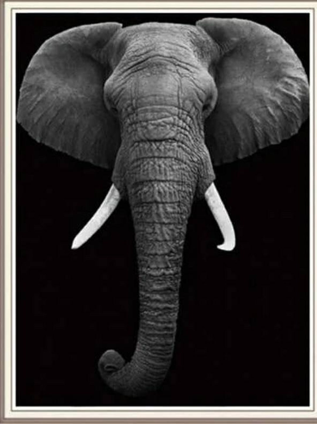 Elephant Head Diamond Painting Kit, DIY Full Round 12x16 in (30×40cm ...