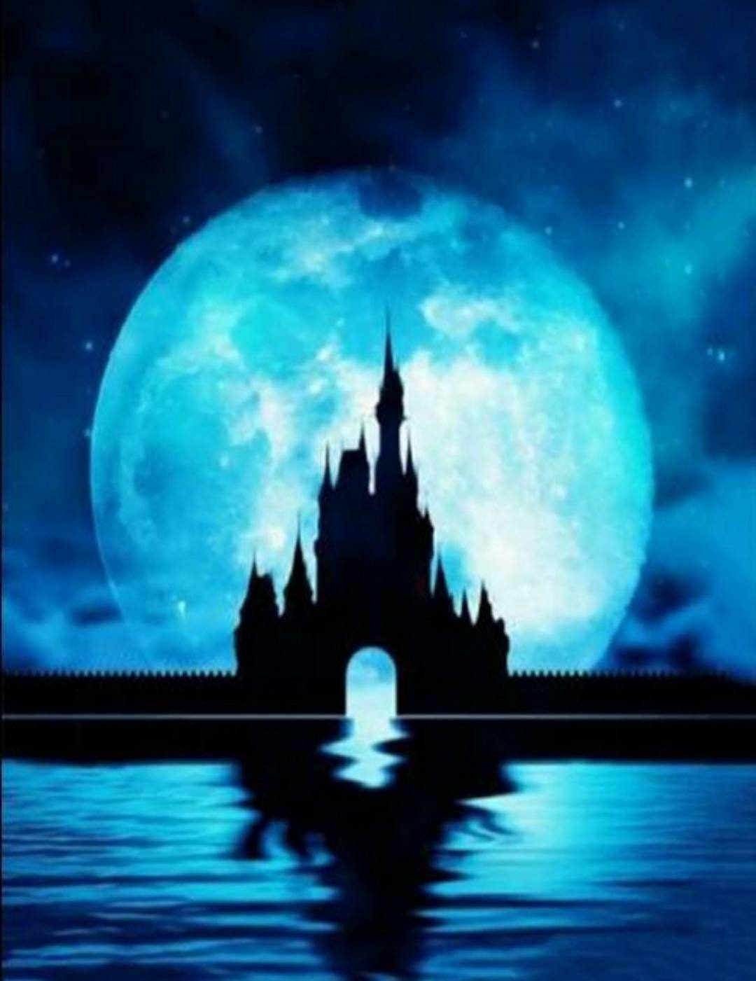 Magic Castle Blue Silhouette Diamond Painting Kit, DIY Full Square ...
