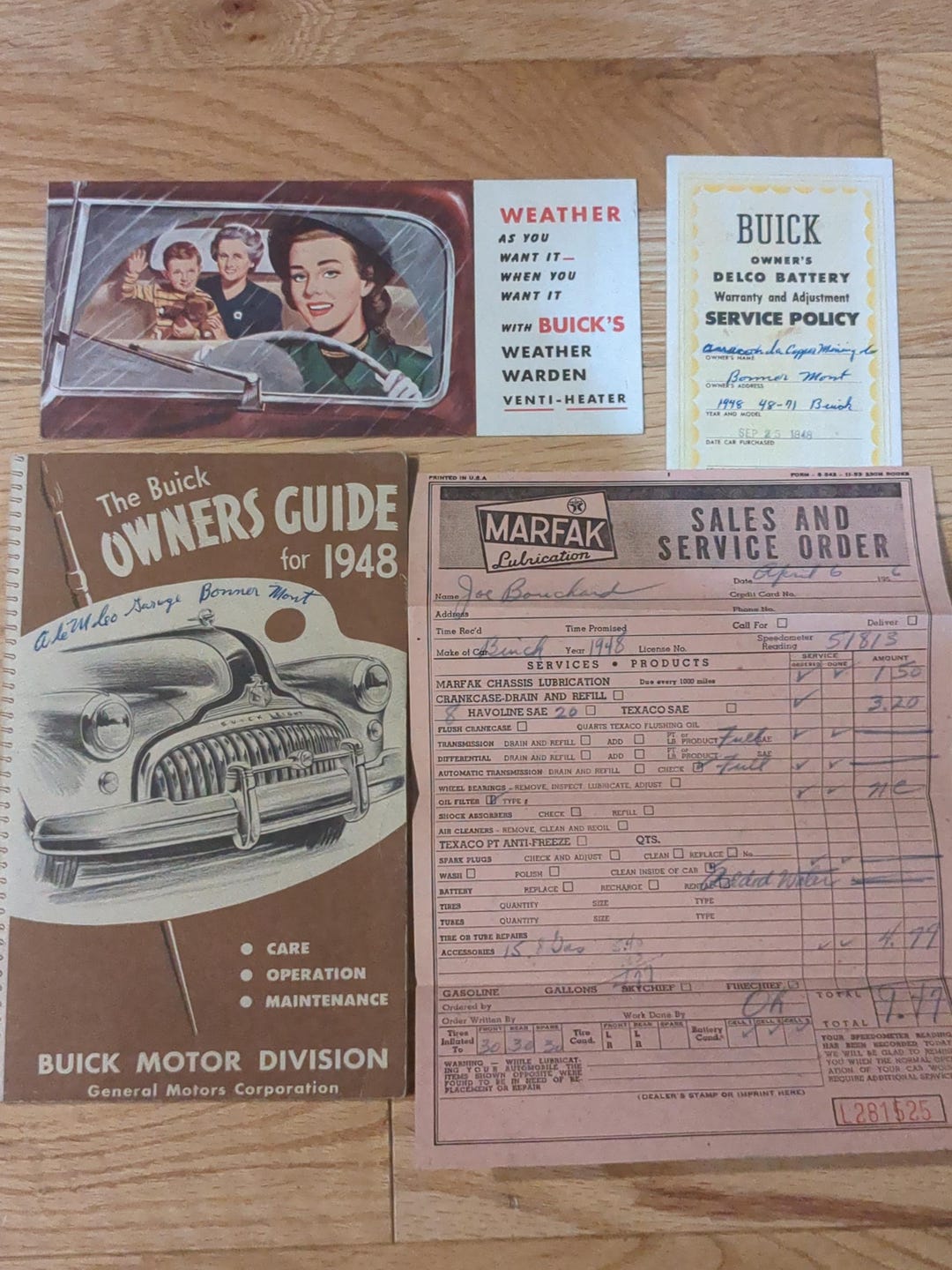 1948 Buick Owner's Guide With Original Documents, Great Vintage ...