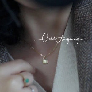 9K Solid Gold Padlock Pendant Dainty Padlock Gift Girlfriend Gold ...