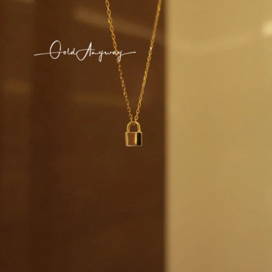 18K Solid Gold Padlock Pendant Dainty Padlock Gift Girlfriend Gold ...